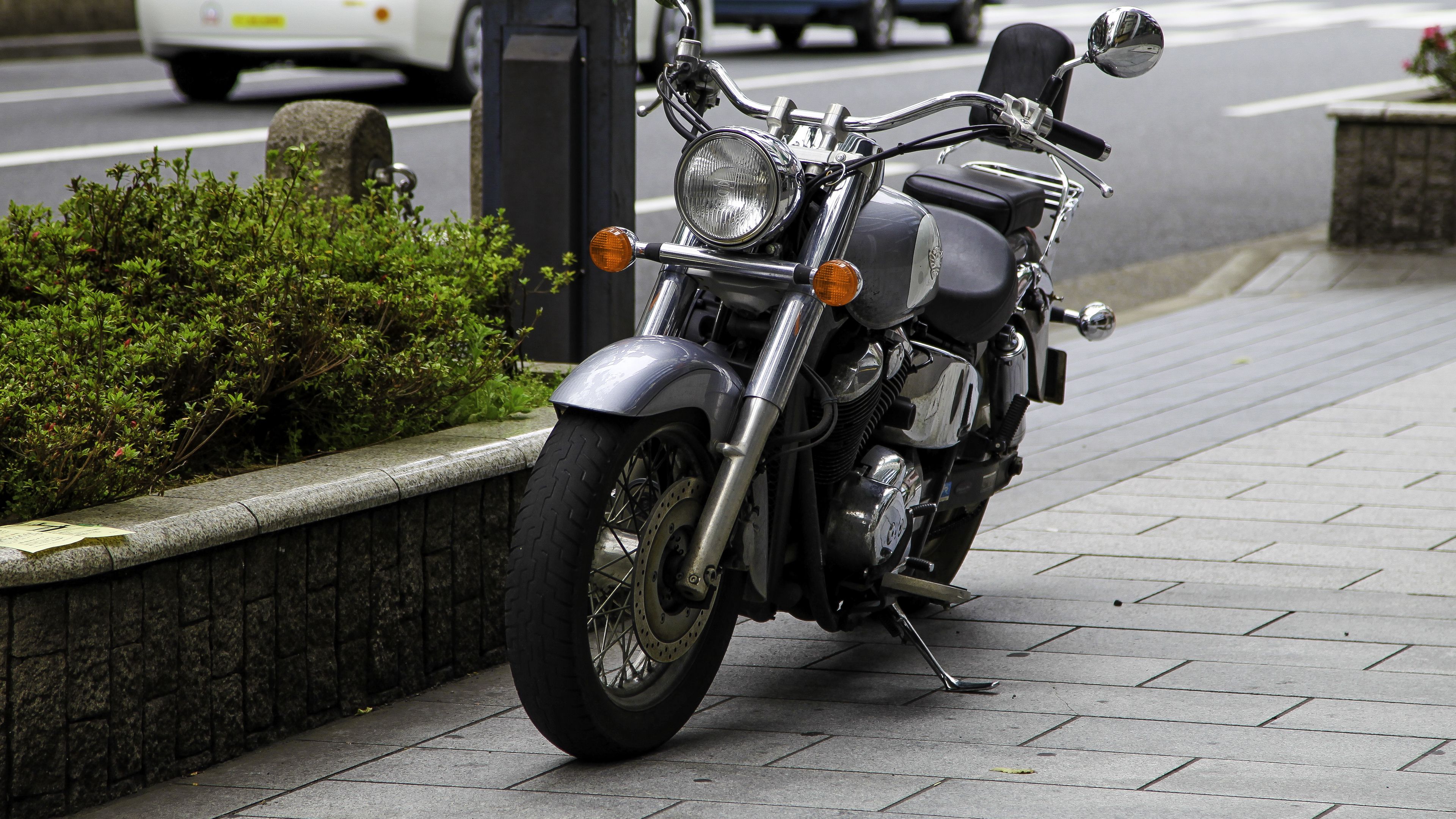 Скачать 3840x2160 honda shadow, honda, мотоцикл, фара, вид спереди обои ...